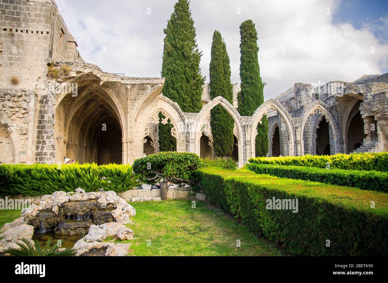 Ruins of the Bellapais Abbey monastery in Kyrenia Girne with stone ...
