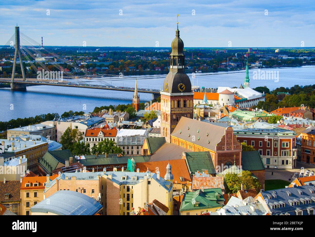 Panorama view of Riga Cityscape Old Town, Dome cathedral, Cathedral ...
