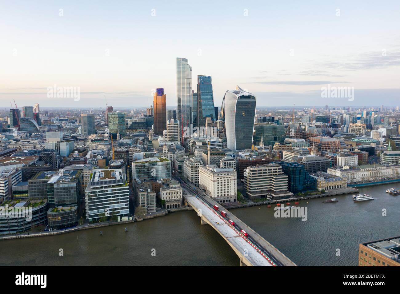 London Shard Aerial view of Town house and London Bridge Stock Photo ...