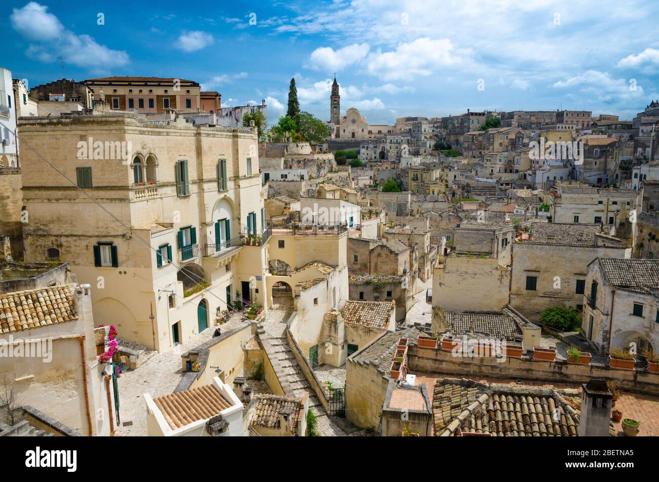 Matera panoramic view of historical centre Sasso Barisano of old ...