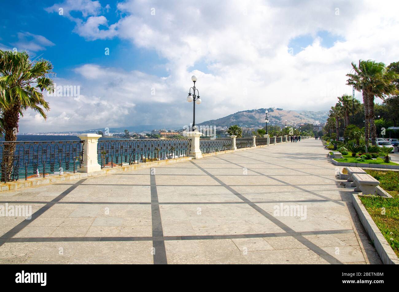 Reggio di Calabria quay waterfront promenade Lungomare Falcomata with ...