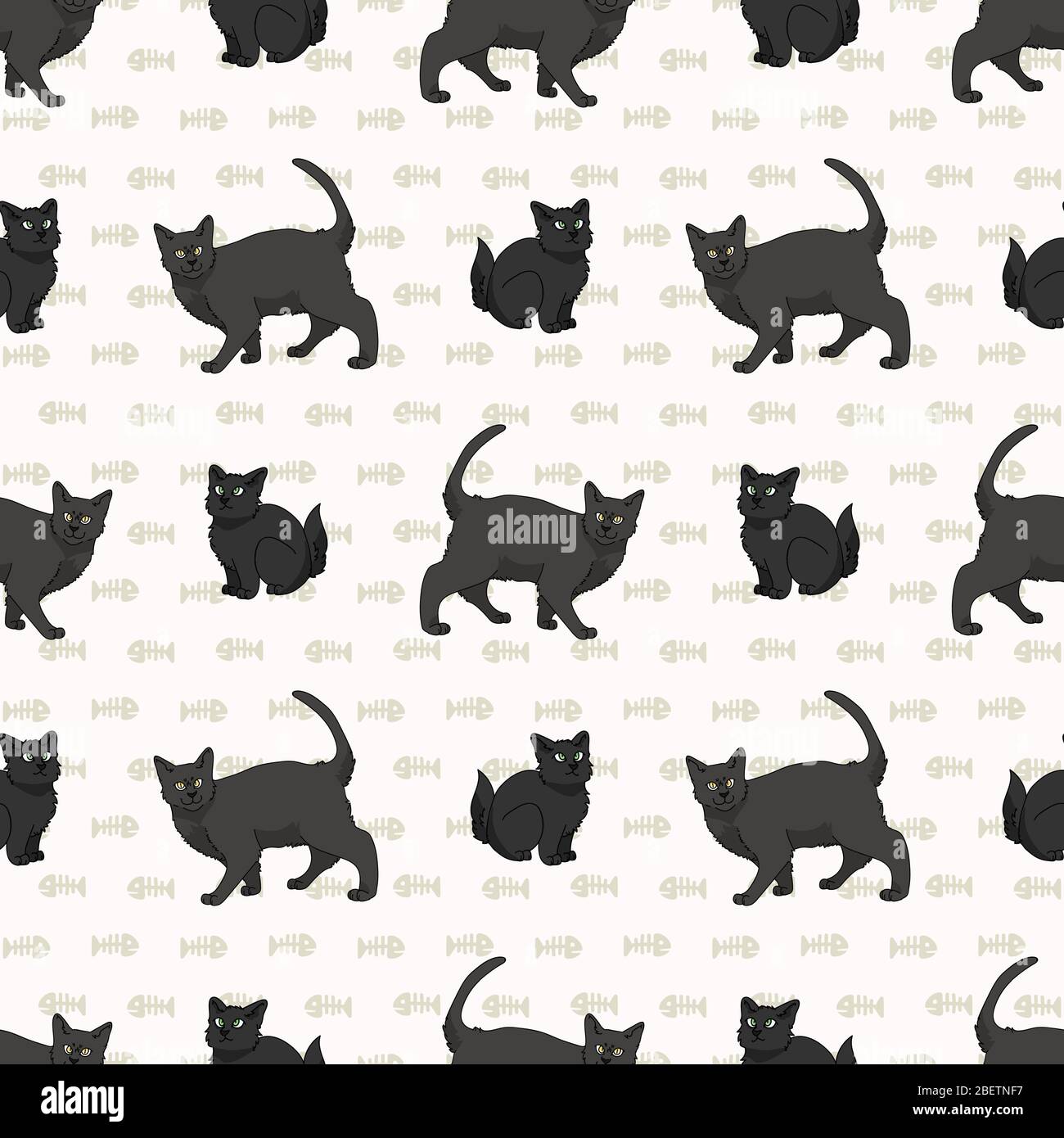 Cute cartoon Bombay cat and kitten seamless vector pattern. Pedigree kitty breed domestic cat ...