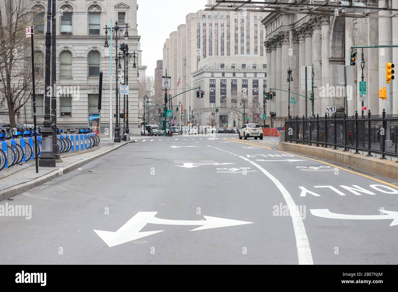 New York, United States. 15th Apr, 2020. Empty streets in Downtown on ...