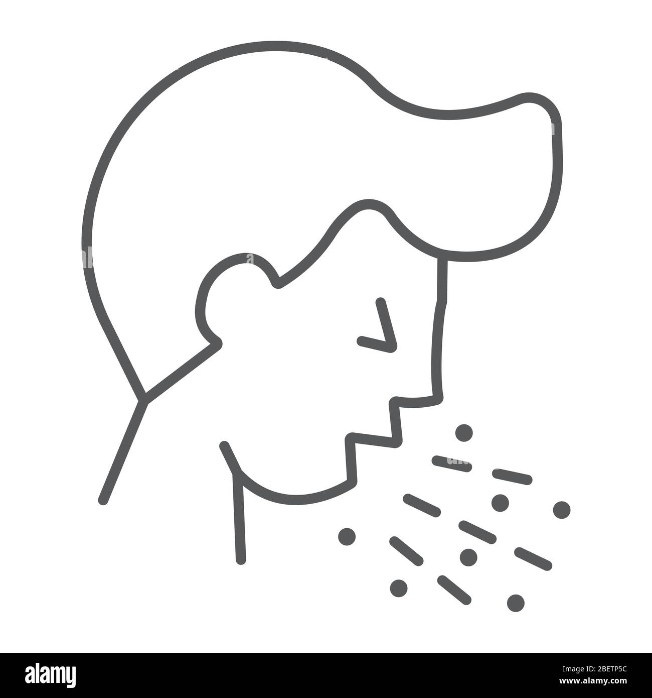 Cough thin line icon, coronavirus and flu, coughing man sign, vector ...