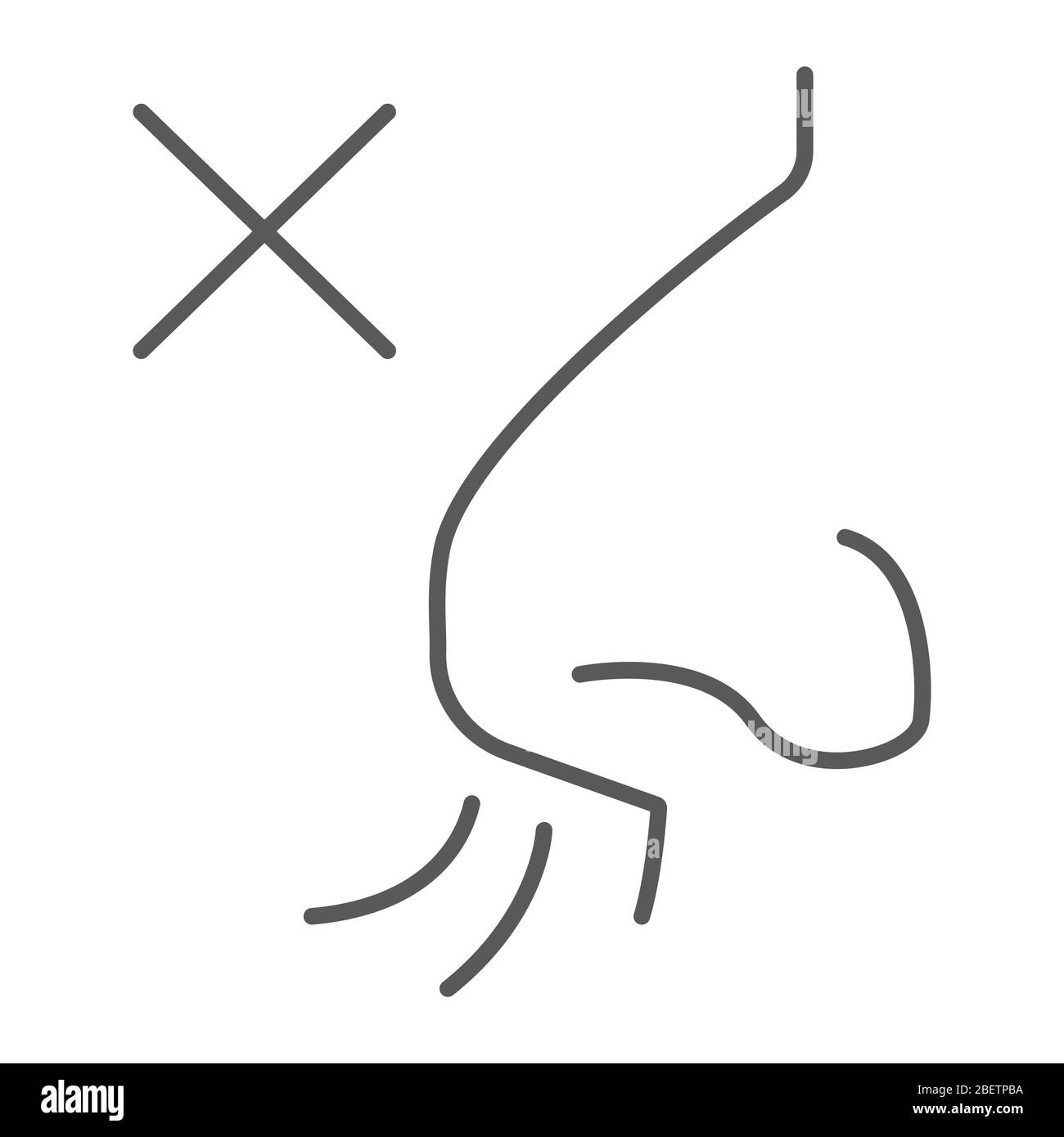 No smell symptom thin line icon, infection and covid-19, coronavirus ...