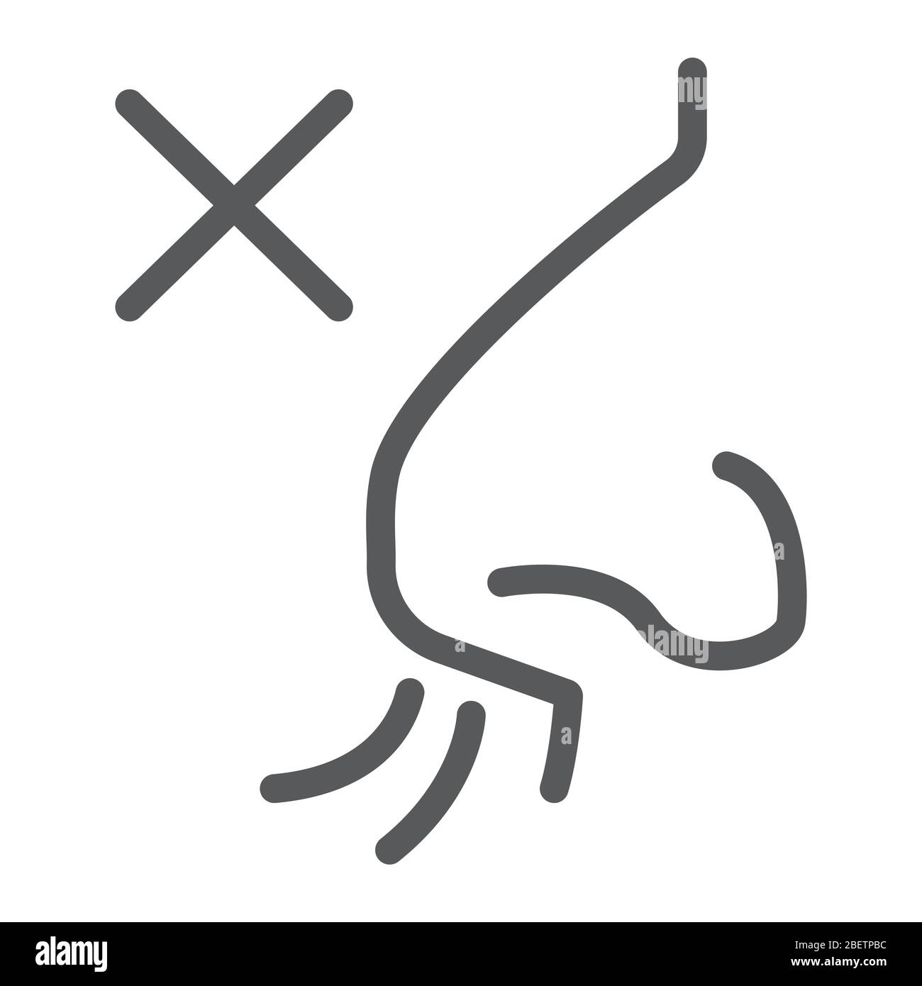 No smell symptom line icon, infection and covid-19, coronavirus symptom ...