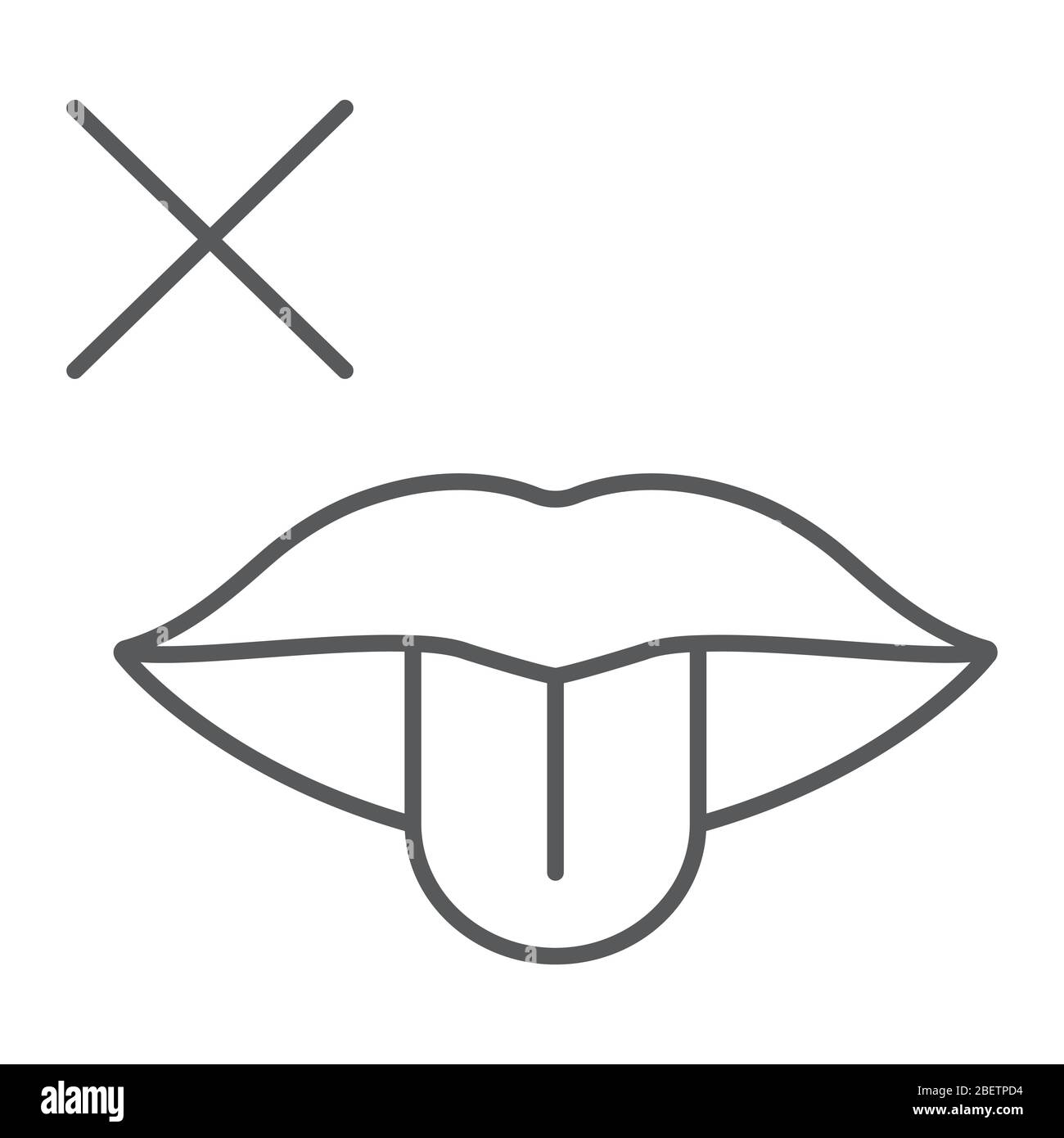 No taste symptom thin line icon, infection and covid-19, coronavirus ...