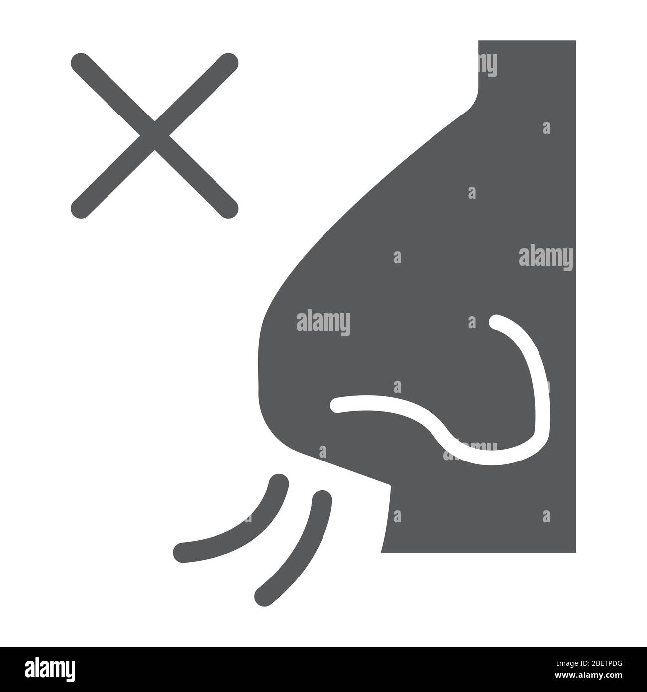 No smell symptom glyph icon, infection and covid-19, coronavirus ...