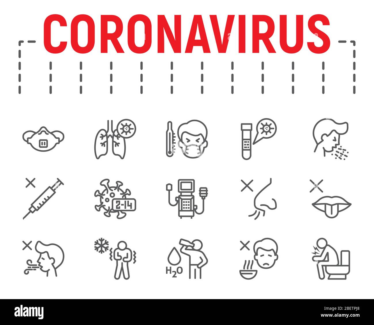 Coronavirus line icon set, illness symbols collection, vector sketches ...