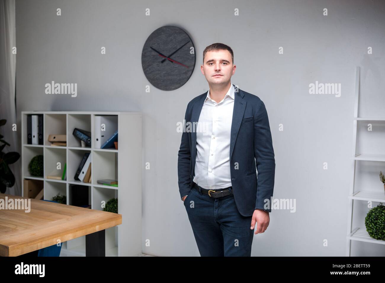 overweight businessman dressed suit in office. overweight business man ...