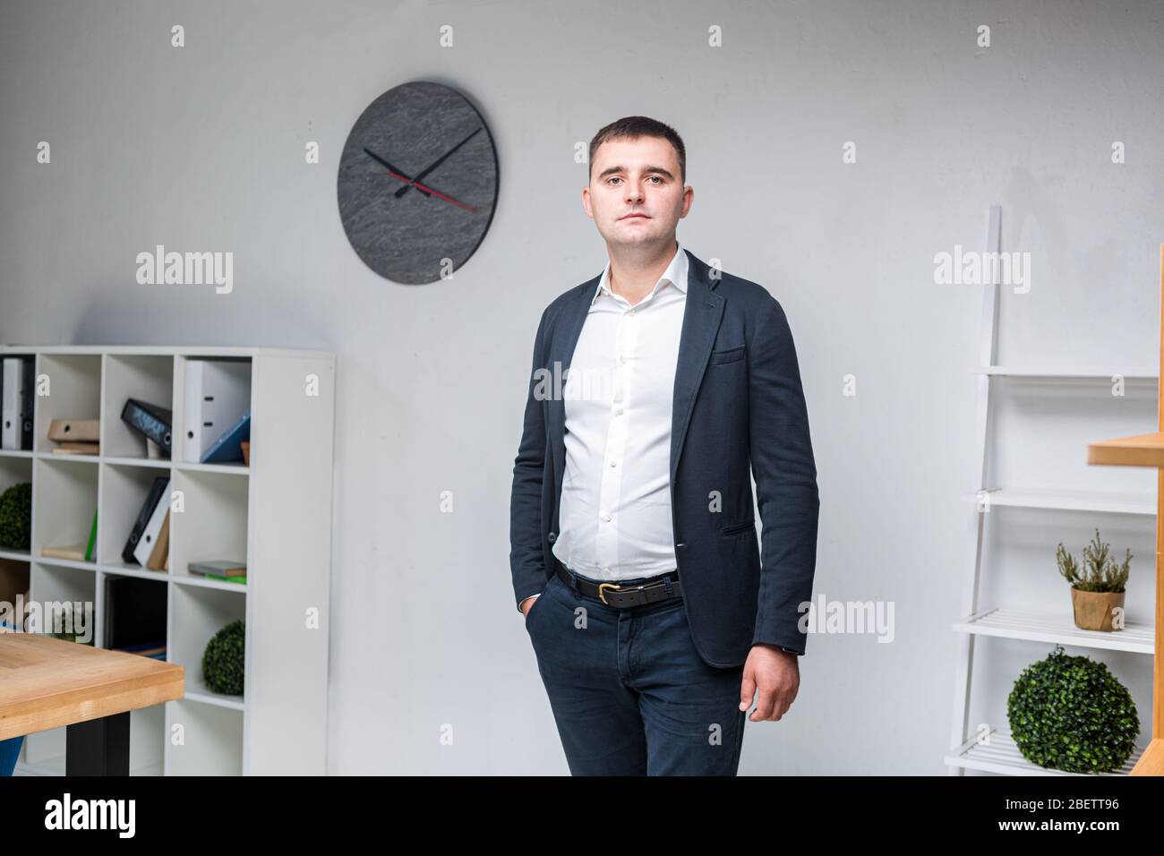 overweight businessman dressed suit in office. overweight business man ...