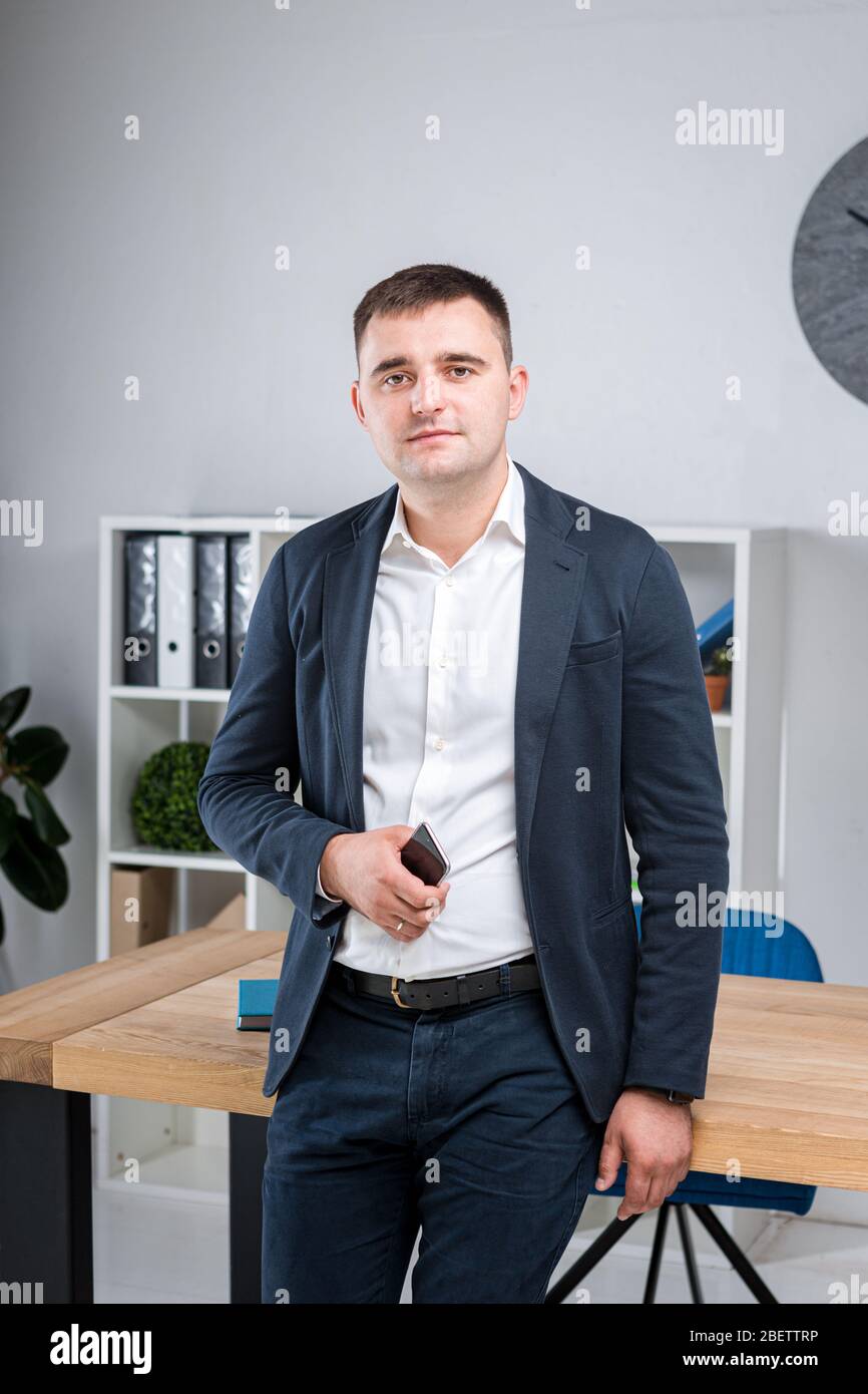 overweight businessman dressed suit in office. overweight business man ...