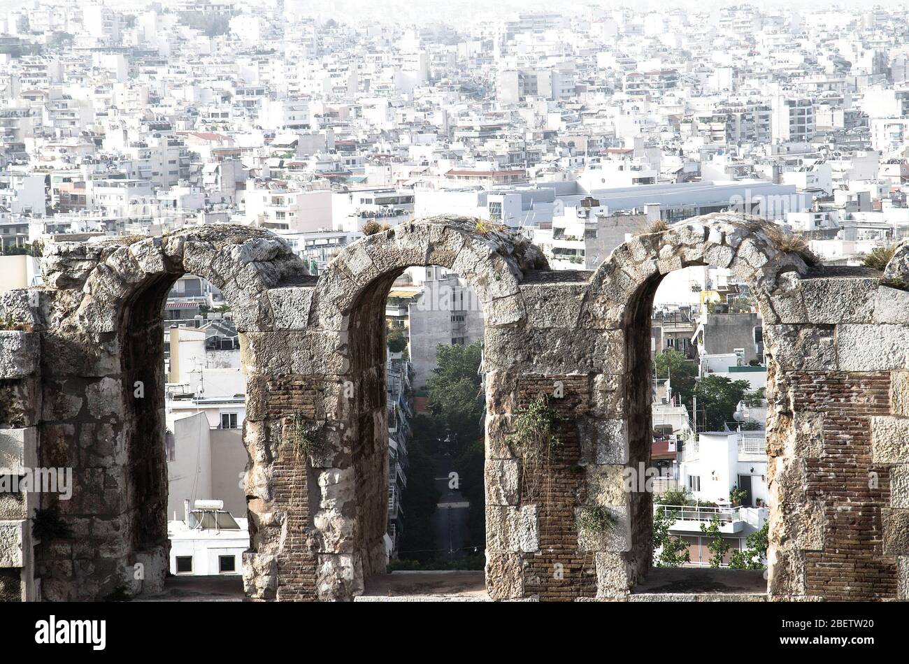 Panoramic view of white buildings city districts and The Odeon of ...