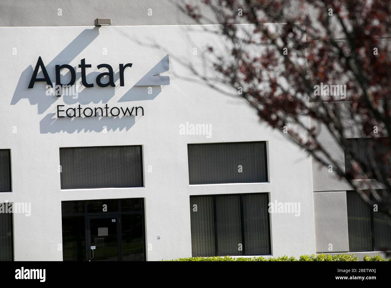 A logo sign outside of a facility occupied by AptarGroup (Aptar) in ...