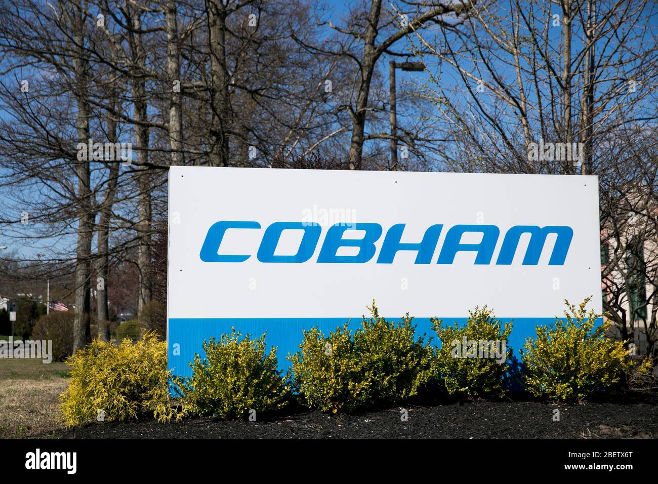 A logo sign outside of a facility occupied by Cobham in Eatontown, New ...