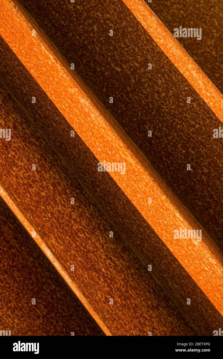 Abstract detail shots of a rusted steel structure with selective focus ...