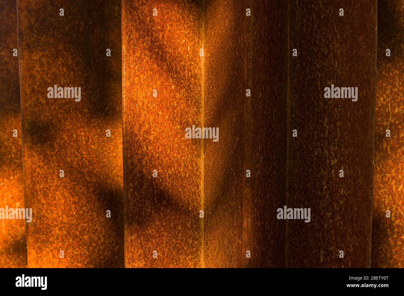 Abstract detail shots of a rusted steel structure with selective focus ...