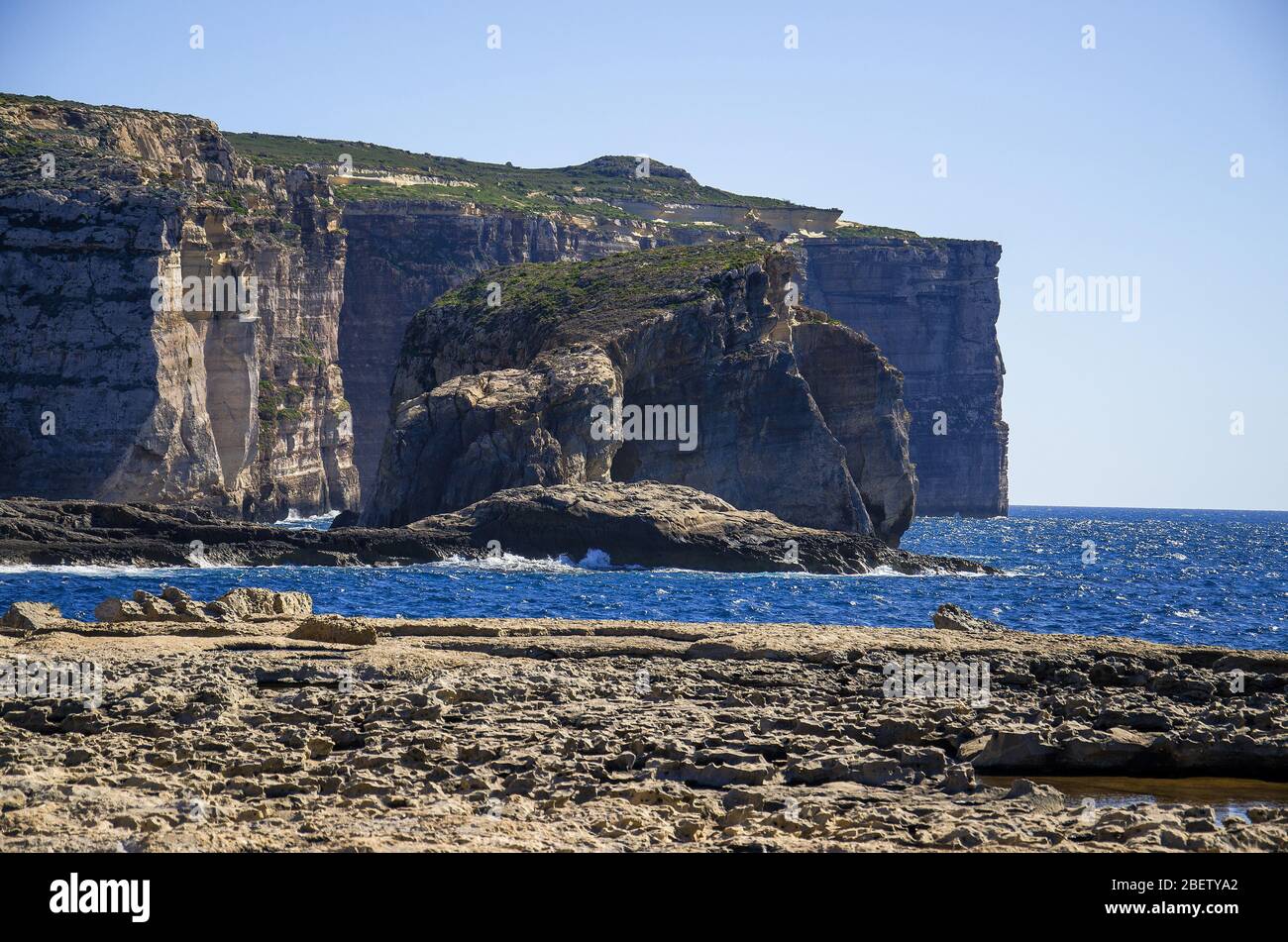 Amazing Fungus and Gebla Rock cliffs with Rocky coastline in the Dwejra ...