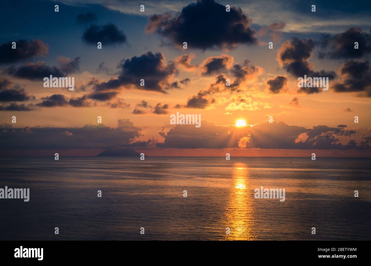 Aerial view of beautiful amazing sea sunset, ocean sunrise, seascape ...