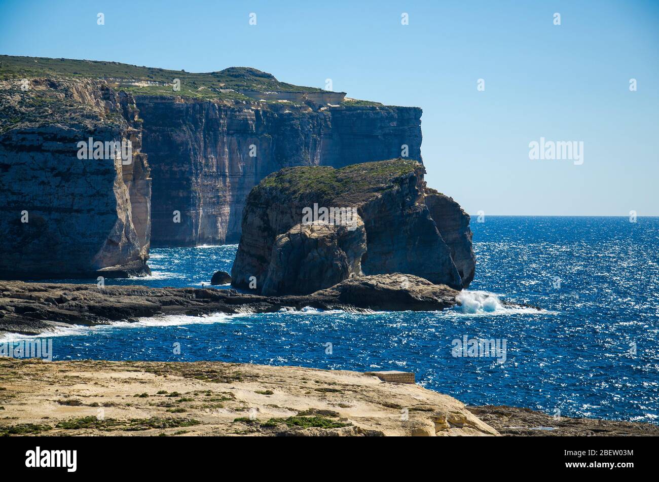 Amazing Fungus and Gebla Rock cliffs with Rocky coastline in the Dwejra ...