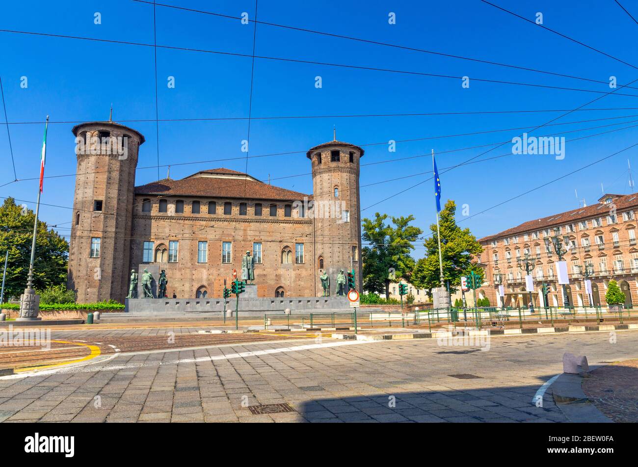 Medieval old Acaja Castle with brick towers and monuments, Prefecture ...