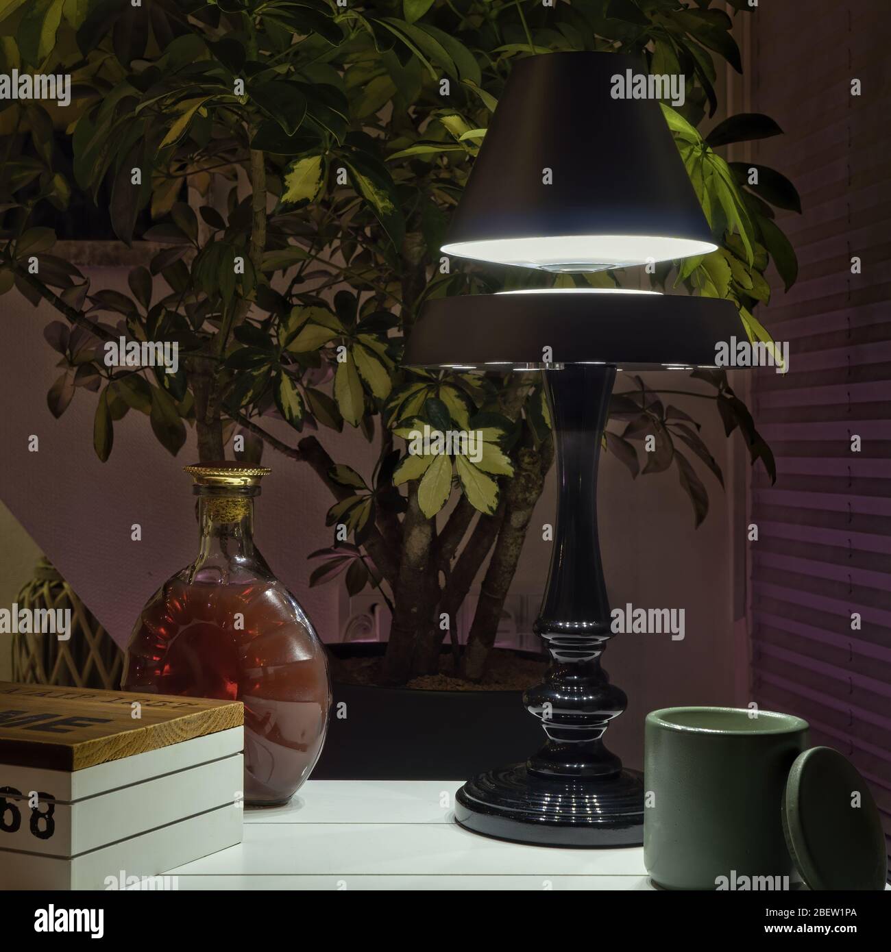 Floating Shade Lamp in an Ambient Vintage Environment Stock Photo - Alamy