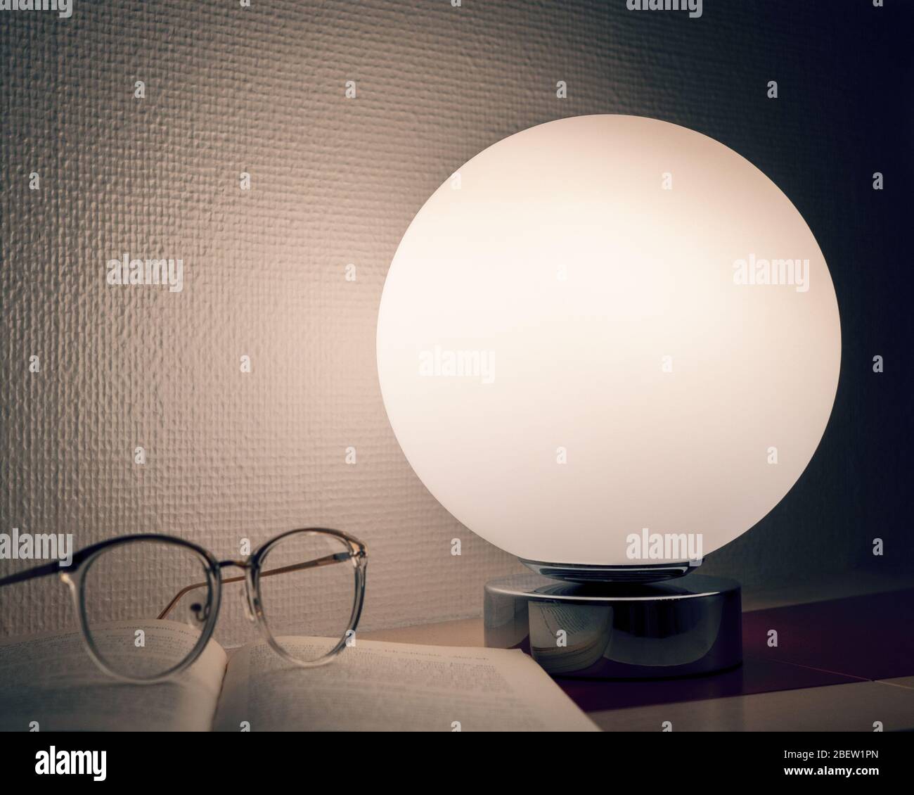 Modern White Touch Ball Lamp with silver foot and Reading Book with ...