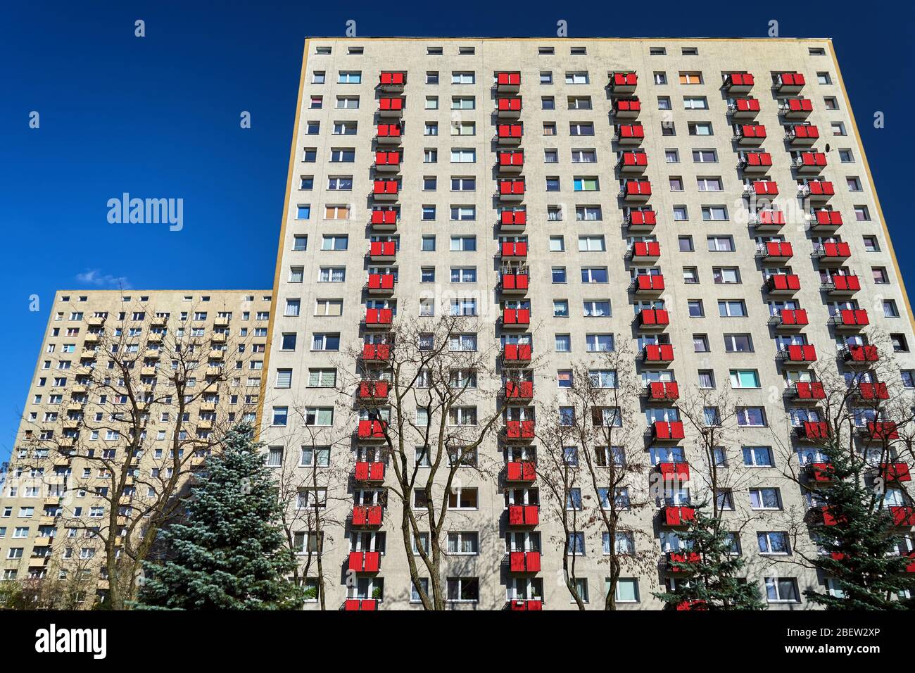 The facade of a residential high-rise buildings in Poznan Stock Photo ...