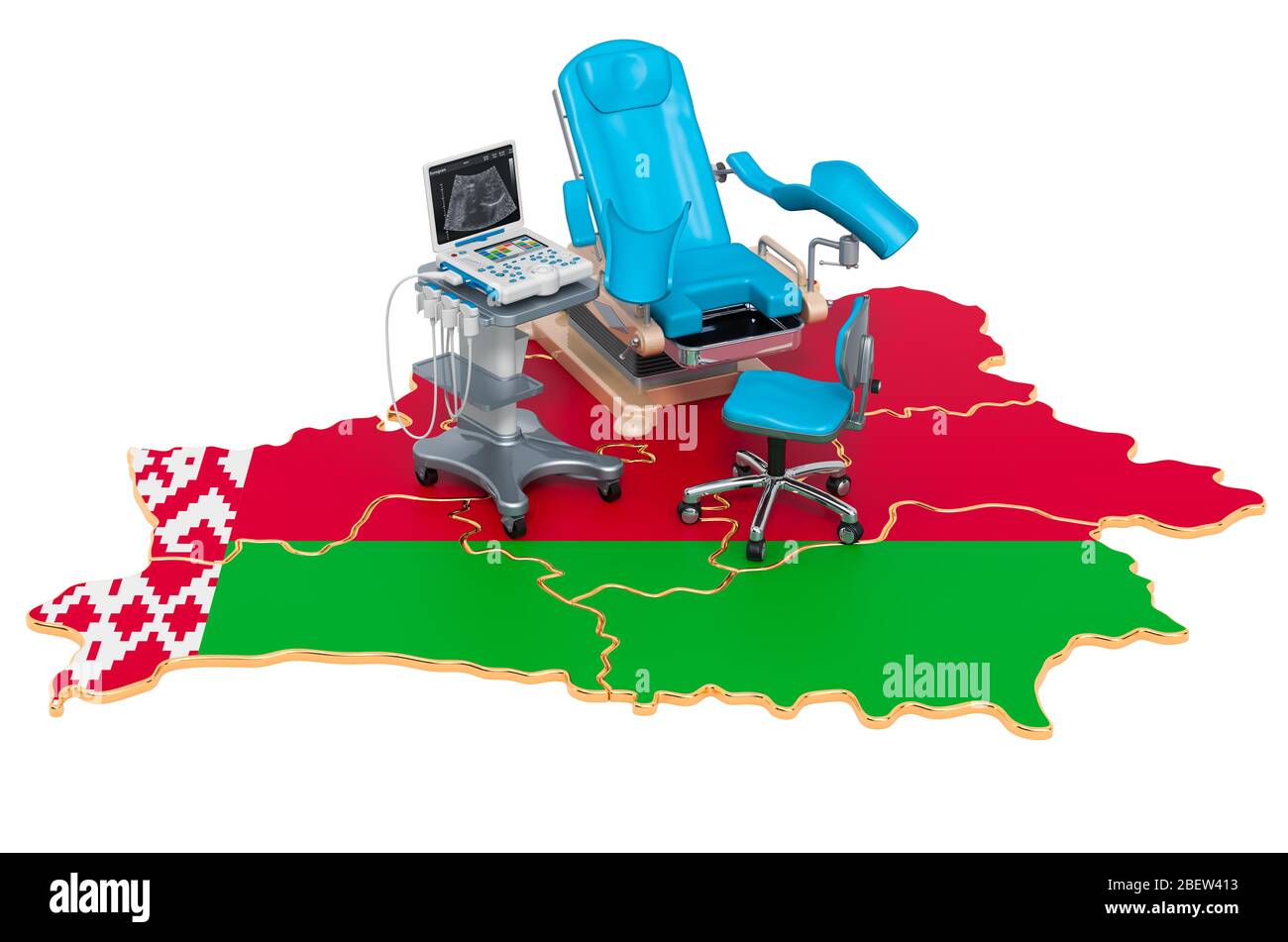 Gynecology and Obstetrics in Belarus concept, 3D rendering isolated on ...