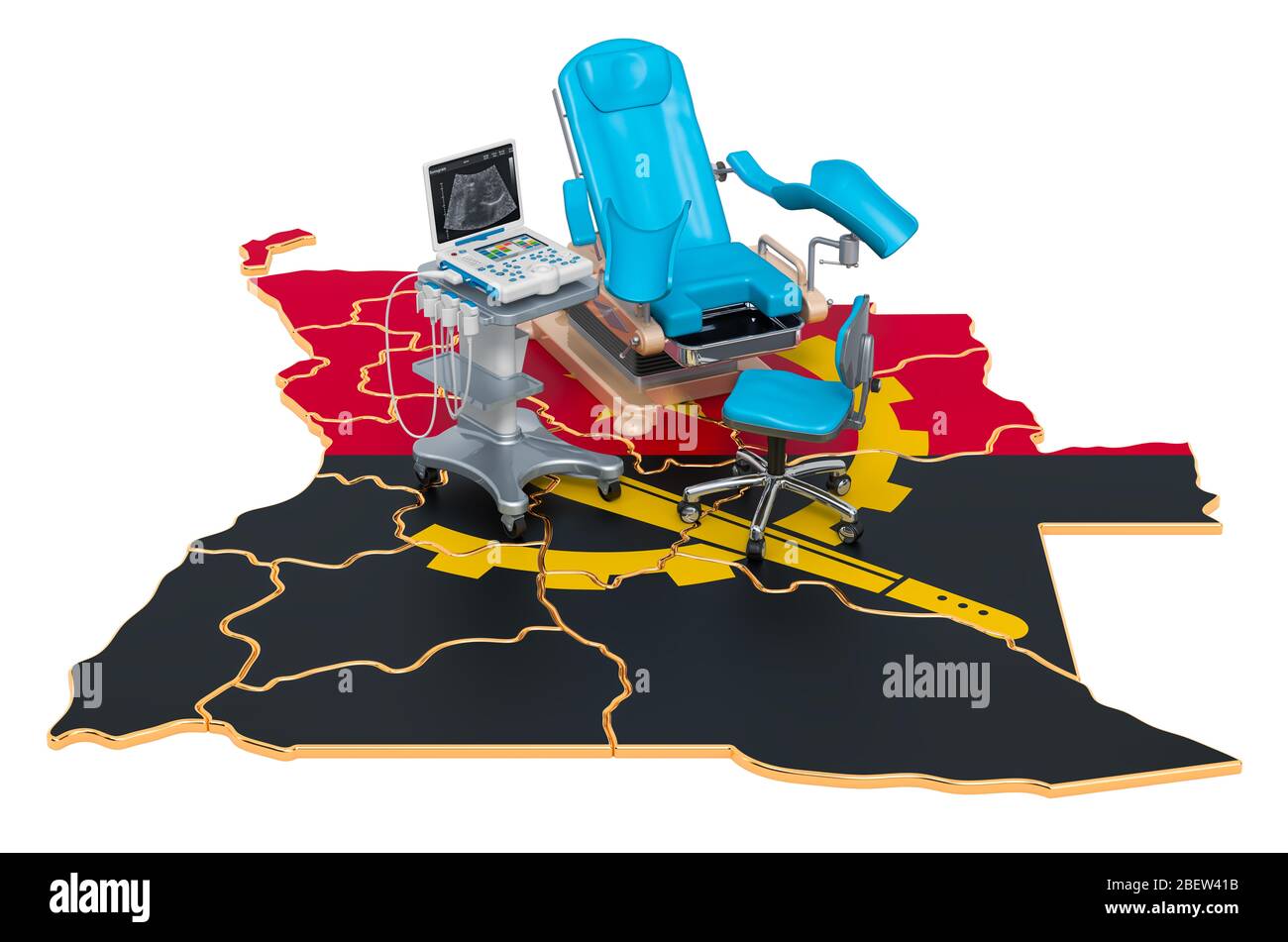 Gynecology and Obstetrics in Angola concept, 3D rendering isolated on ...