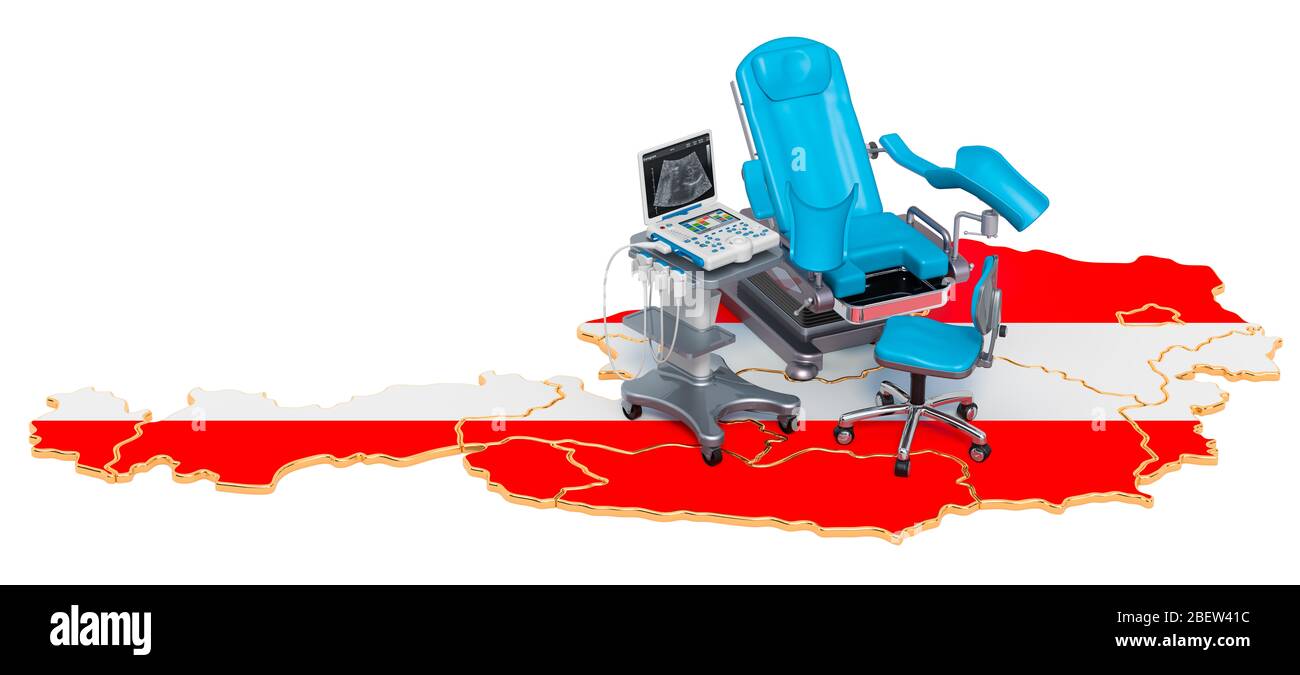 Gynecology and Obstetrics in Austria concept, 3D rendering isolated on ...