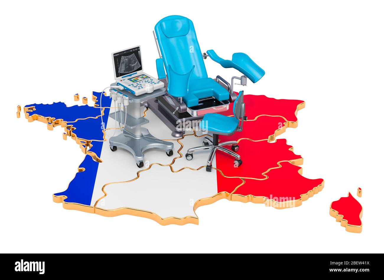 Gynecology and Obstetrics in France concept, 3D rendering isolated on ...