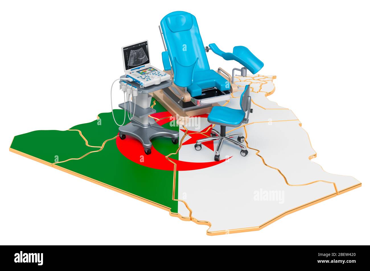 Gynecology and Obstetrics in Algeria concept, 3D rendering isolated on ...