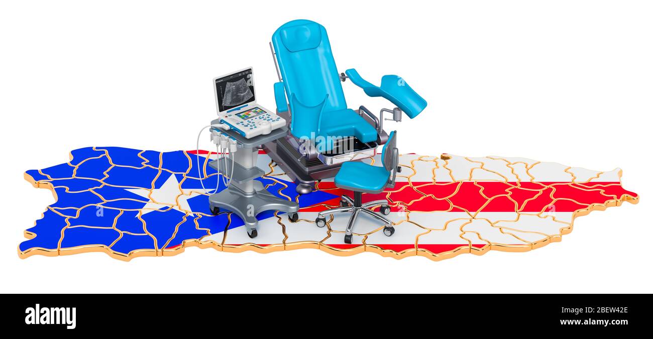 Gynecology and Obstetrics in Puerto Rico concept, 3D rendering isolated ...