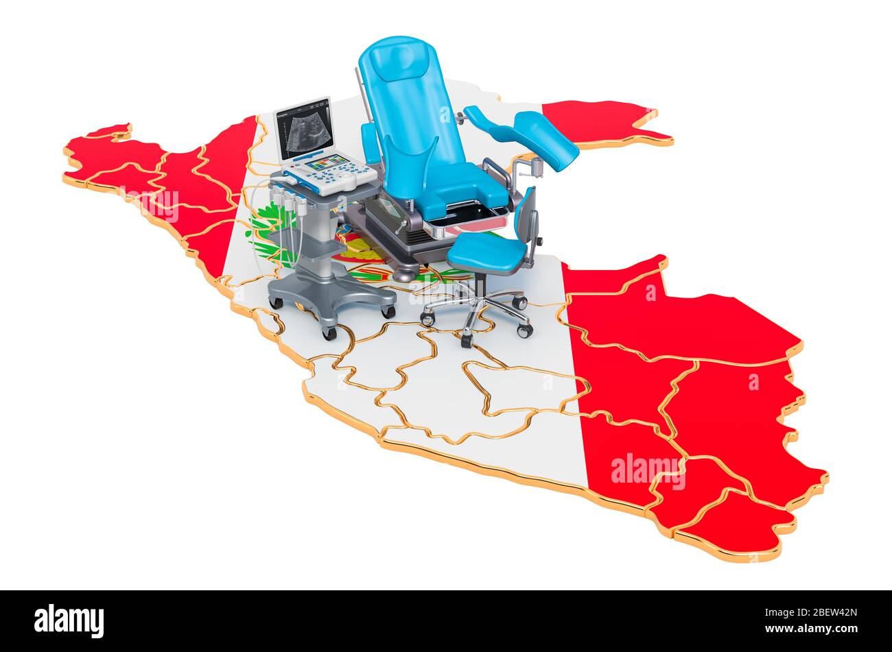 Gynecology and Obstetrics in Peru concept, 3D rendering isolated on ...