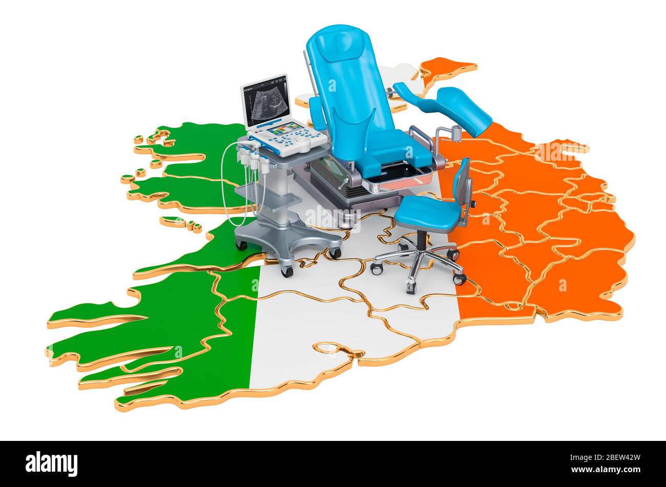 Gynecology and Obstetrics in Ireland concept, 3D rendering isolated on ...