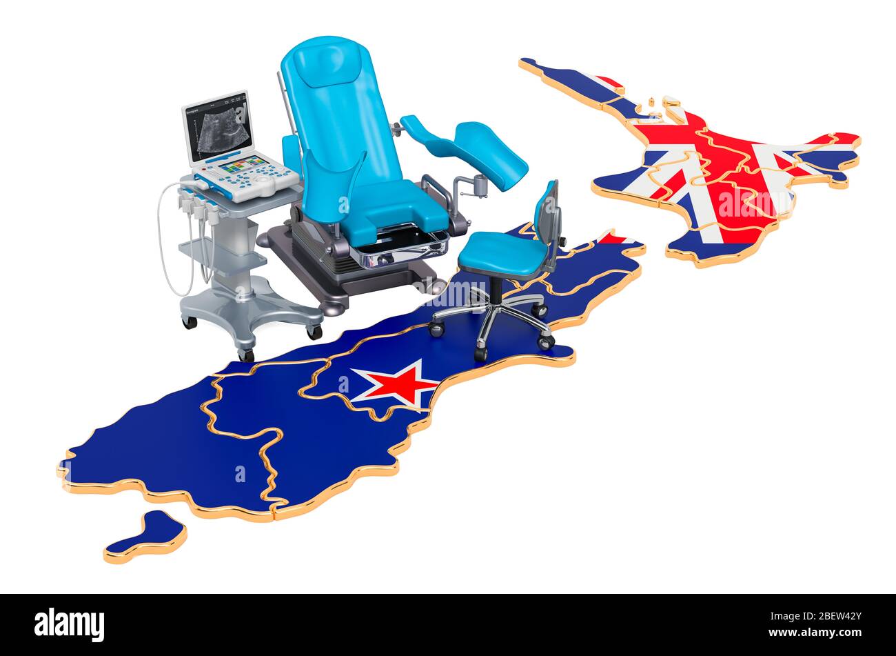 Gynecology and Obstetrics in New Zealand concept, 3D rendering isolated ...