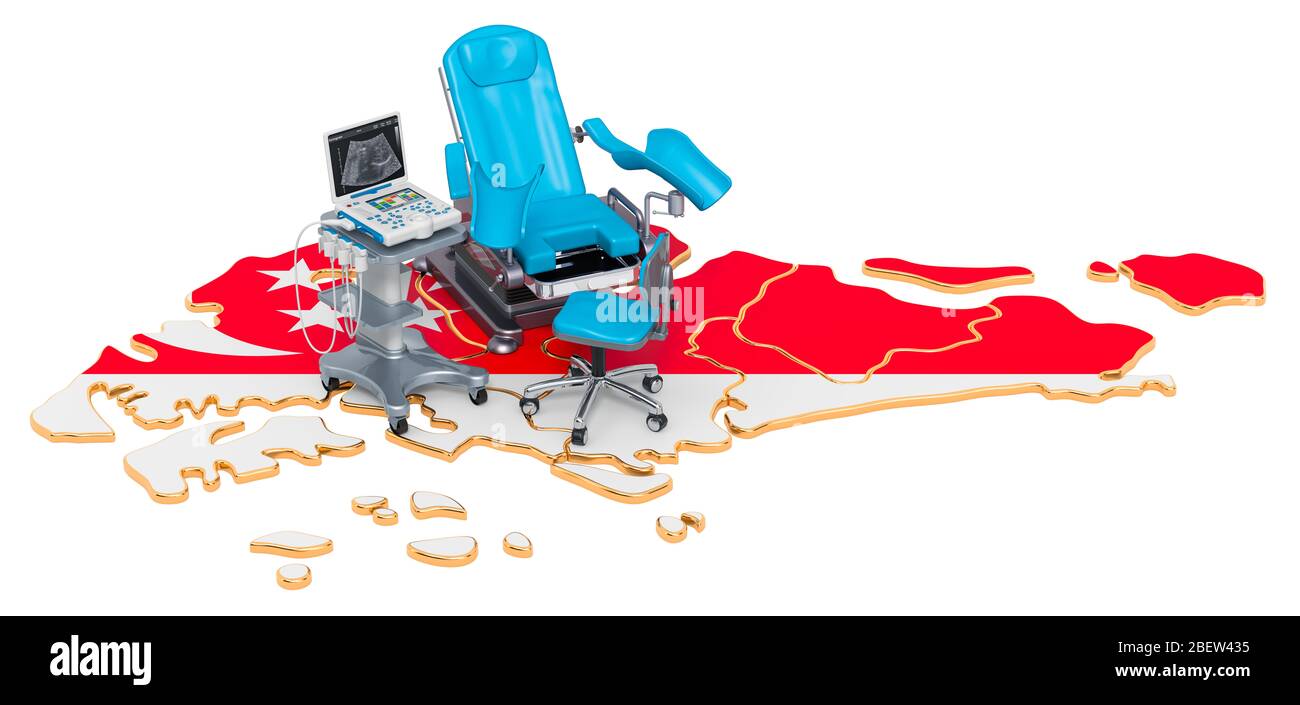 Gynecology and Obstetrics in Singapore concept, 3D rendering isolated ...