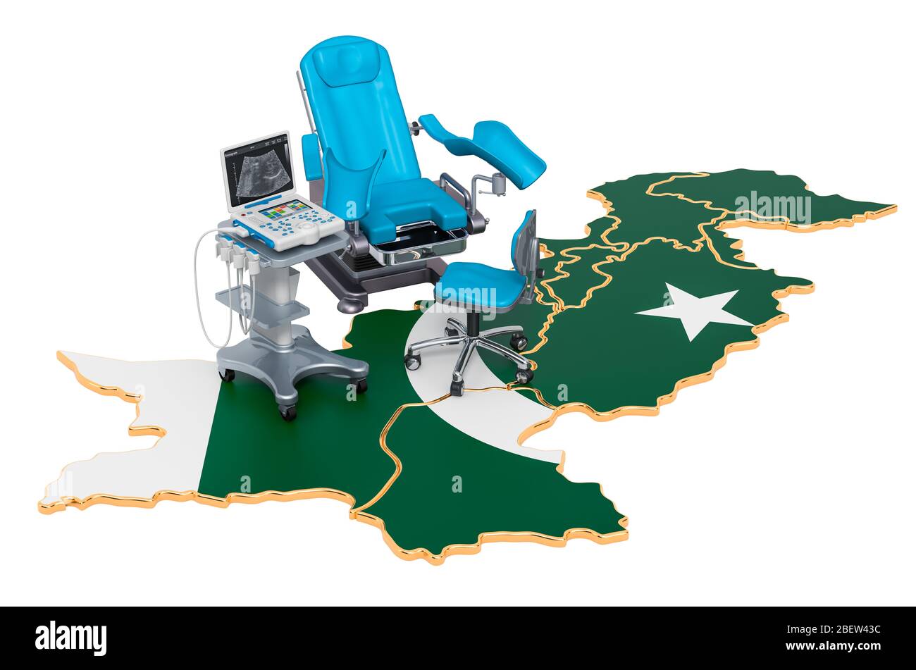 Gynecology and Obstetrics in Pakistan concept, 3D rendering isolated on ...