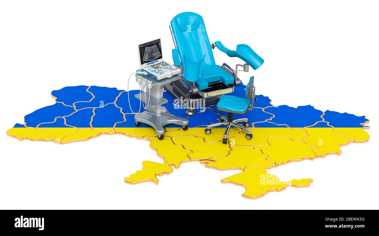 Gynecology and Obstetrics in Ukraine concept, 3D rendering isolated on ...
