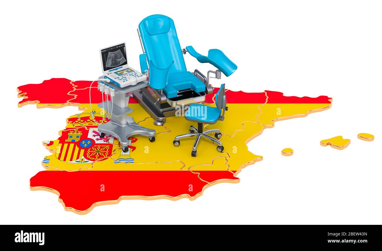 Gynecology and Obstetrics in Spain concept, 3D rendering isolated on ...
