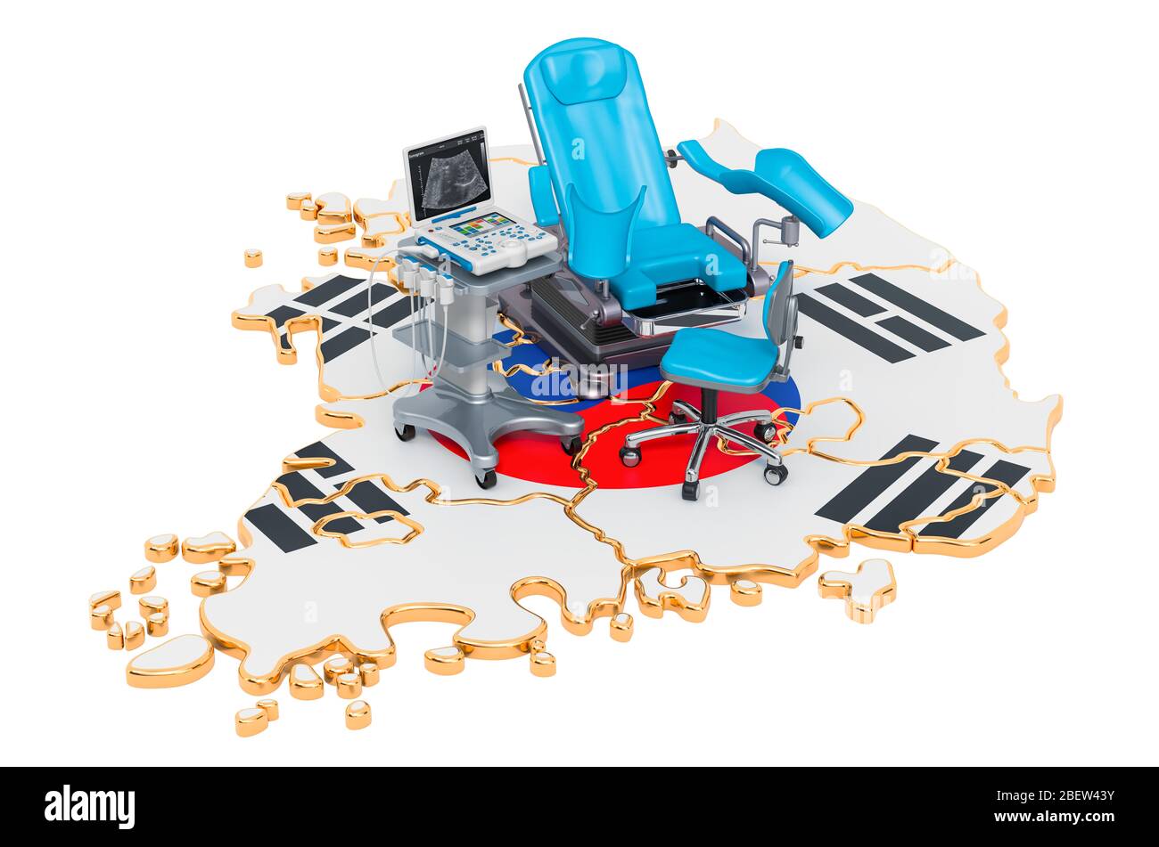 Gynecology and Obstetrics in South Korea concept, 3D rendering isolated ...