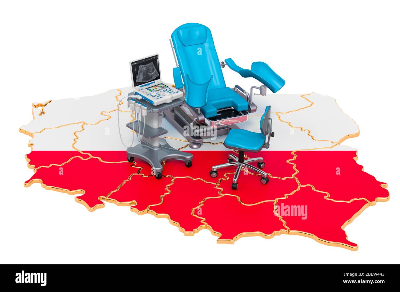Gynecology and Obstetrics in Poland concept, 3D rendering isolated on ...