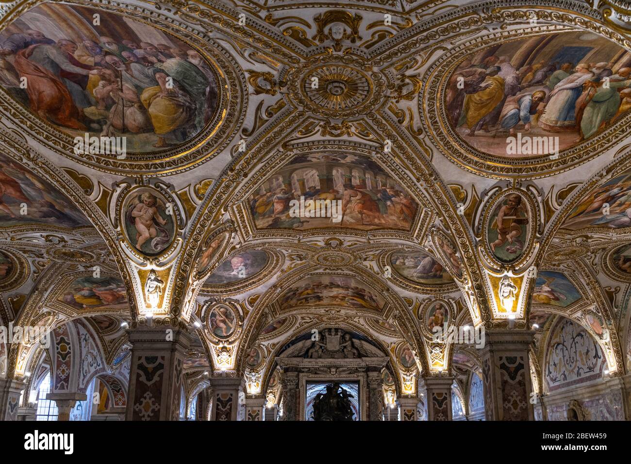 The decorated crypt of Salerno Cathedral (Duomo di Salerno), hosting ...