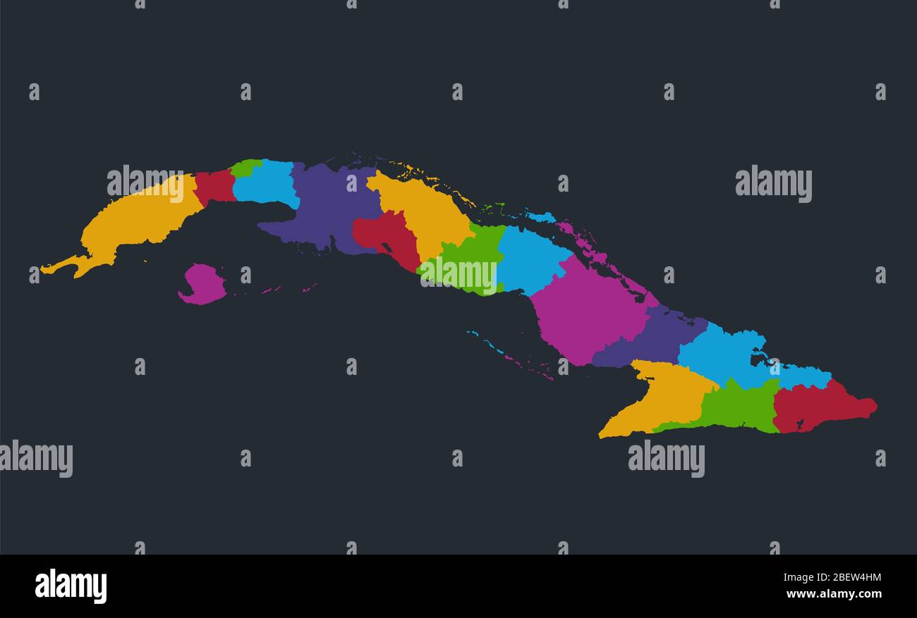 Infographics Cuba map, flat design colors, administrative division ...