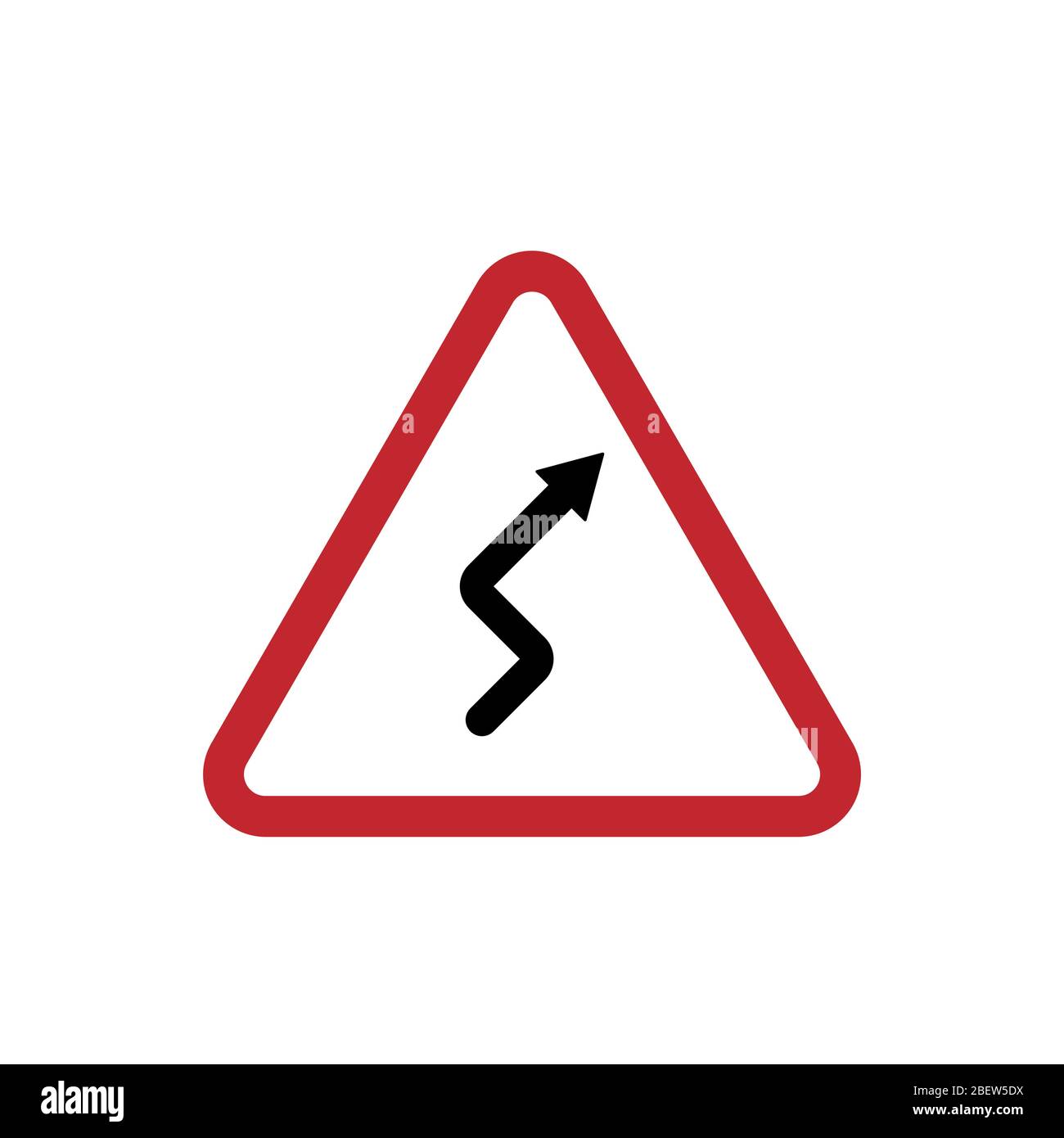 Red Triangle Vector sign of winding road isolated on white background ...