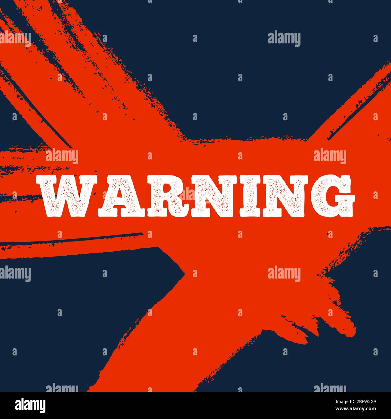 warning sign with red grunge lines on blue background Stock Vector ...