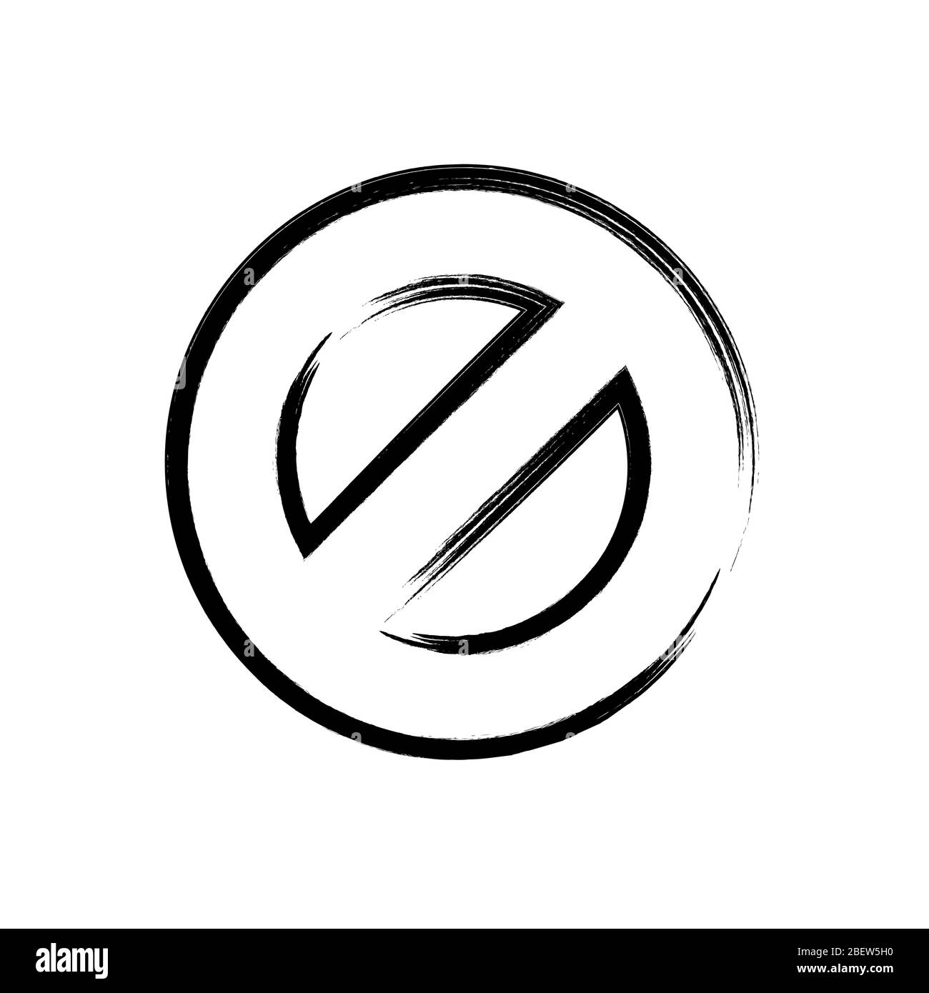 Brush painted sign no, hand drawn style illustration with a grunge ...