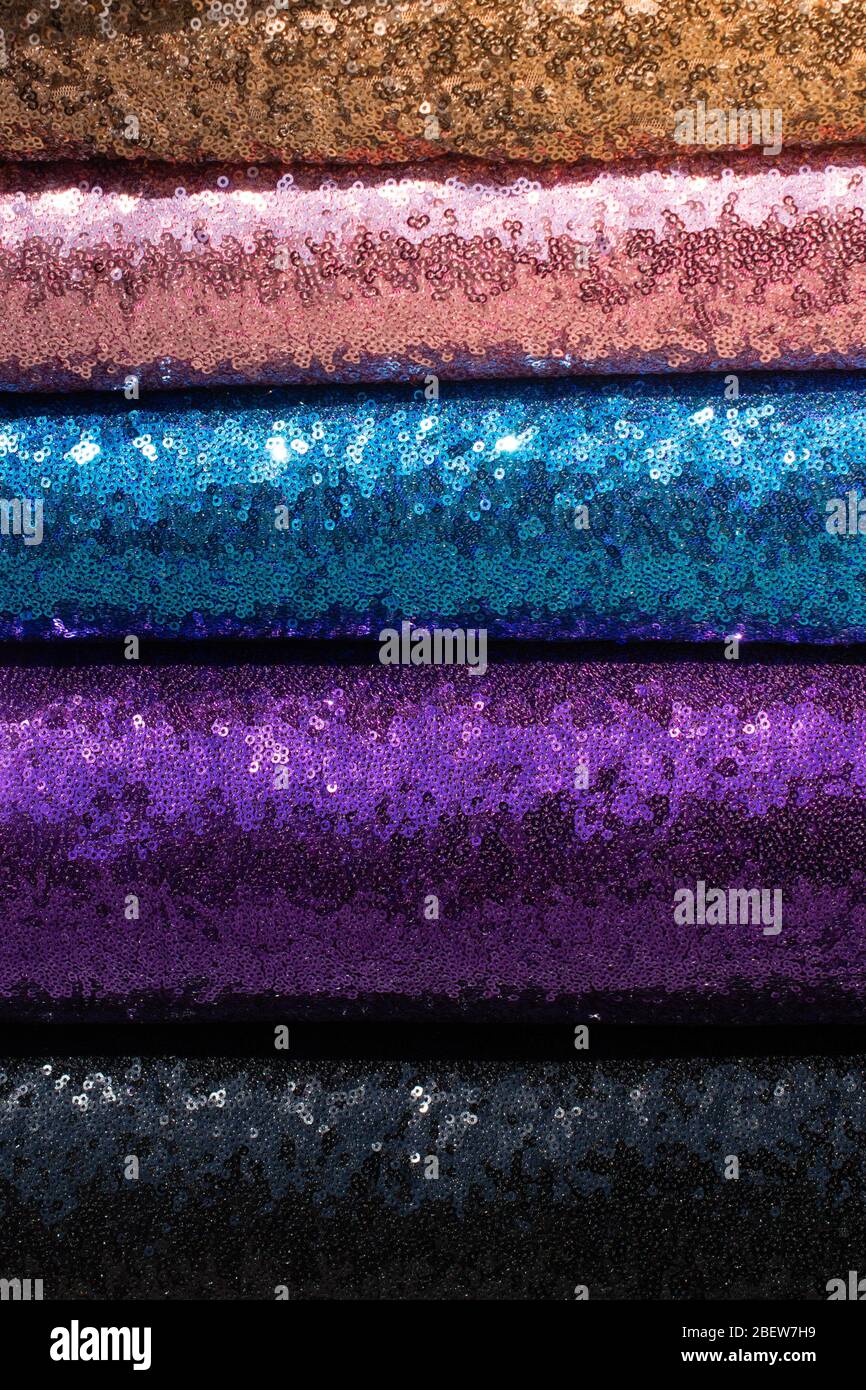 Examples of bright fabric of various color in view Stock Photo - Alamy