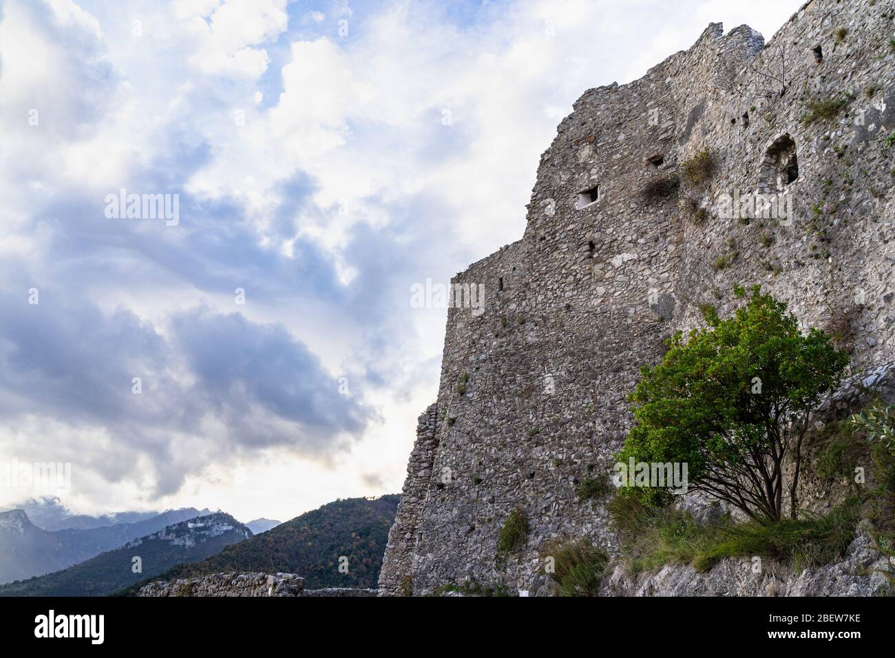 Ruins of the ancient Arechi Castle, one of the oldest historical ...